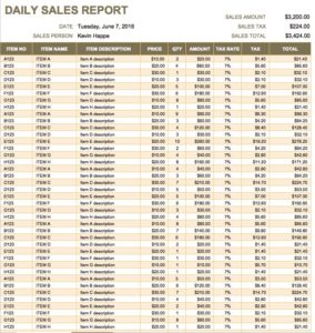Free Daily Sales Report Excel Template (3) - PROFESSIONAL TEMPLATES ...