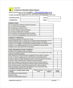 Monthly Health And Safety Report Template (1) - PROFESSIONAL TEMPLATES ...