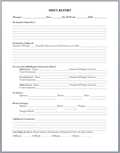 Shift Report Template PROFESSIONAL TEMPLATES PROFESSIONAL TEMPLATES