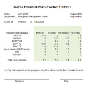 Weekly Activity Report Template (2) - PROFESSIONAL TEMPLATES ...