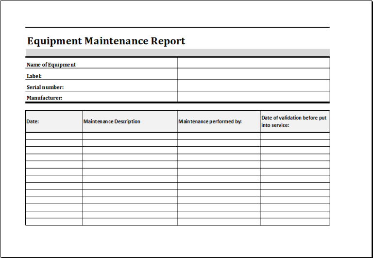 Equipment Fault Report Template (1) - PROFESSIONAL TEMPLATES ...