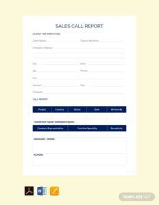 Daily Sales Call Report Template Free Download (9) - PROFESSIONAL ...