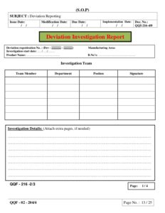 Deviation Report Template (4) - PROFESSIONAL TEMPLATES | PROFESSIONAL ...