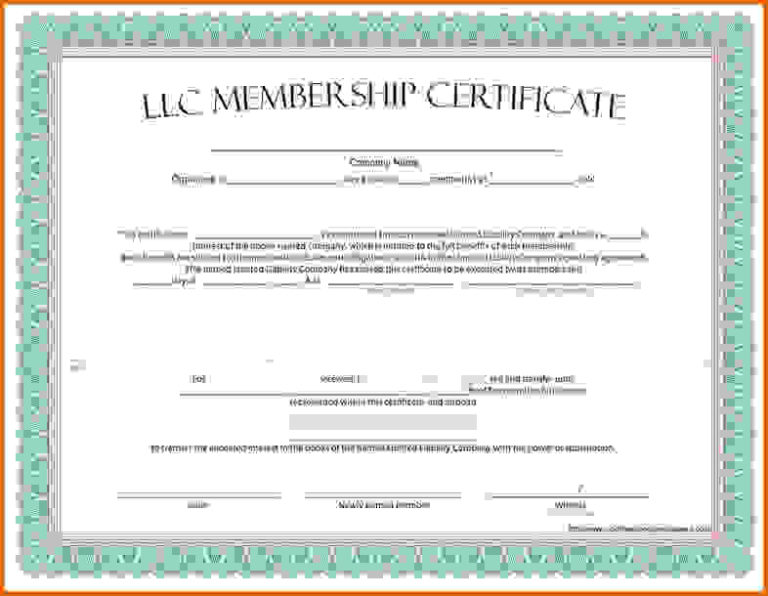 Llc Membership Certificate Template (5) - PROFESSIONAL TEMPLATES ...