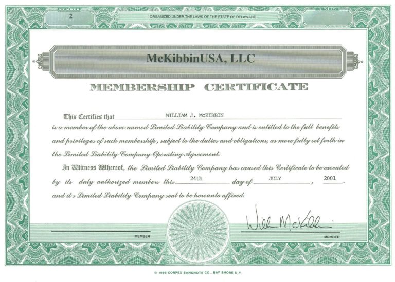 Llc Membership Certificate Template (7) - PROFESSIONAL TEMPLATES ...