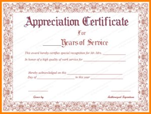 Recognition Of Service Certificate Template (2) - PROFESSIONAL ...