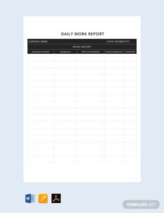 Daily Work Report Template (8) - PROFESSIONAL TEMPLATES | PROFESSIONAL ...