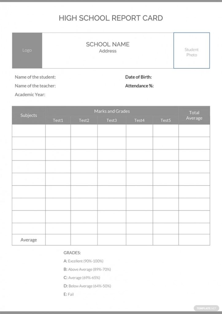 High School Student Report Card Template - PROFESSIONAL TEMPLATES ...
