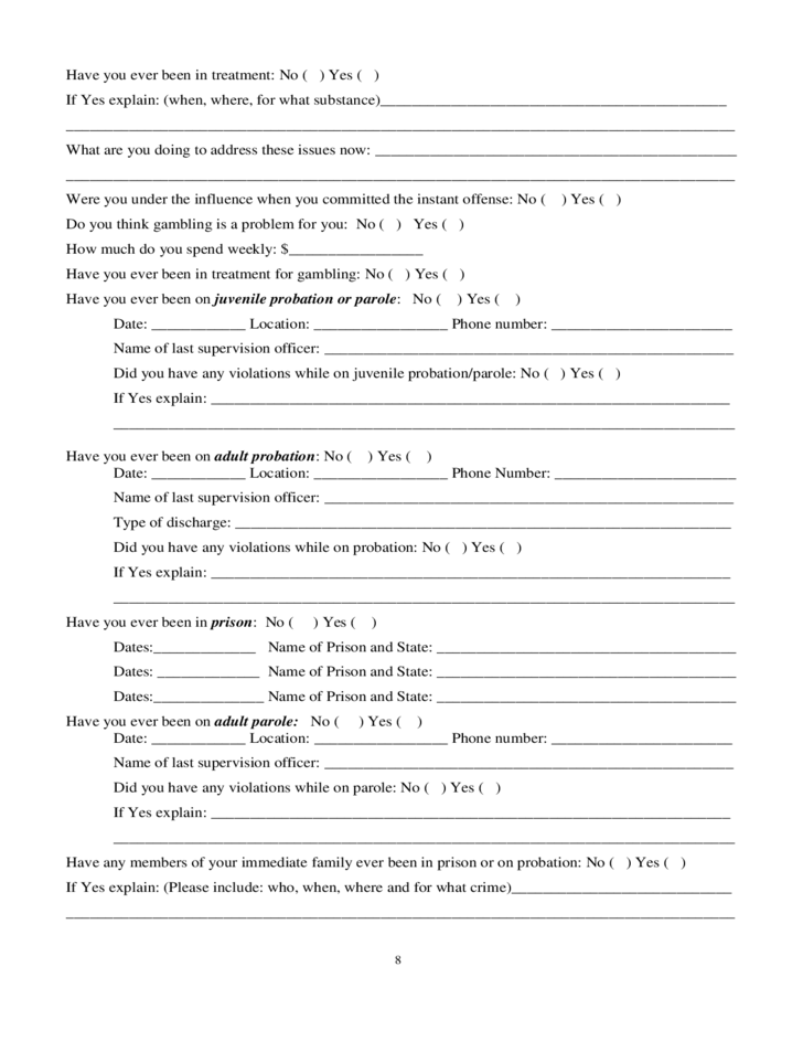 Presentence Investigation Report Template PROFESSIONAL TEMPLATES
