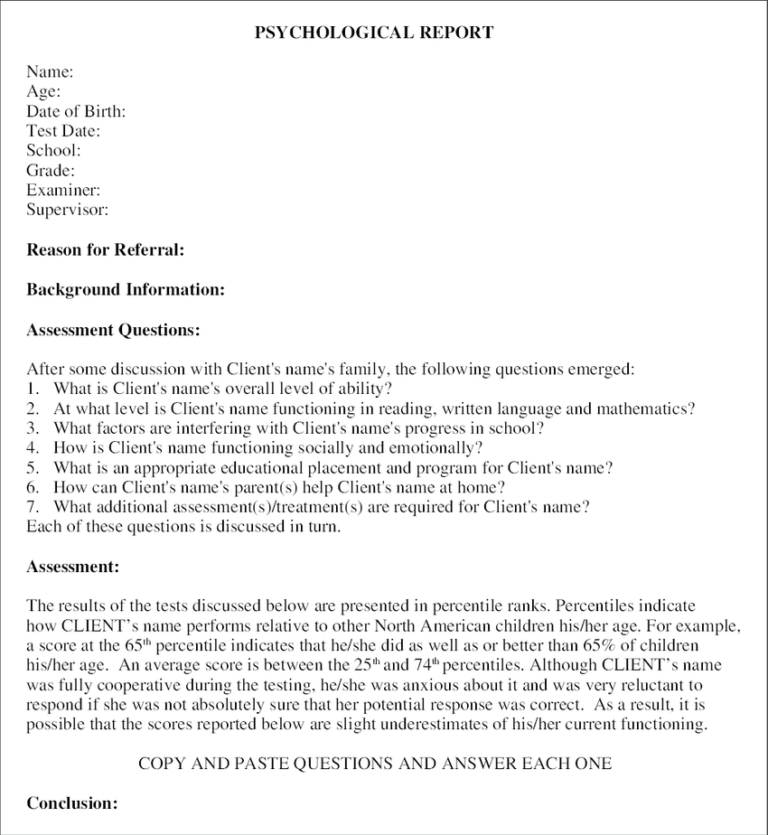Psychoeducational Report Template (3) - PROFESSIONAL TEMPLATES ...