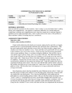 Psychoeducational Report Template (7) - PROFESSIONAL TEMPLATES ...