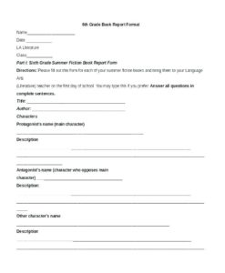 6Th Grade Book Report Template (2) - PROFESSIONAL TEMPLATES ...