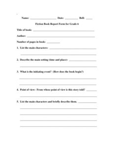6Th Grade Book Report Template (3) - PROFESSIONAL TEMPLATES ...
