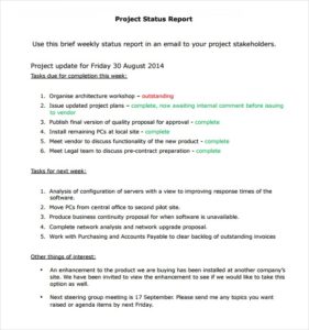 Project Status Report Email Template (3) - PROFESSIONAL TEMPLATES ...