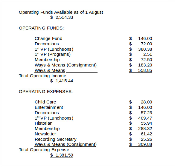 Treasurers Report Agm Template