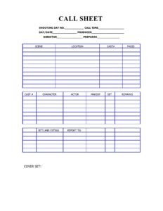 Blank Call Sheet Template (3) - PROFESSIONAL TEMPLATES | PROFESSIONAL ...