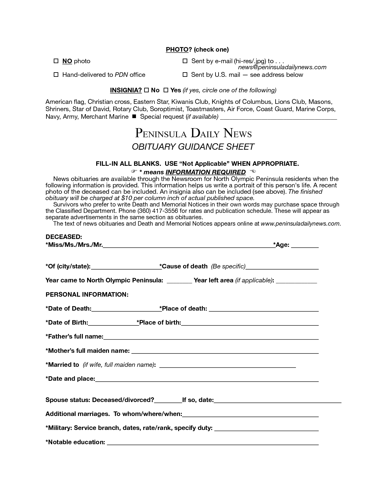 Fill In The Blank Obituary Template PROFESSIONAL TEMPLATES 