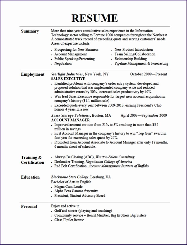Resume Templates Excel - PROFESSIONAL TEMPLATES | PROFESSIONAL TEMPLATES