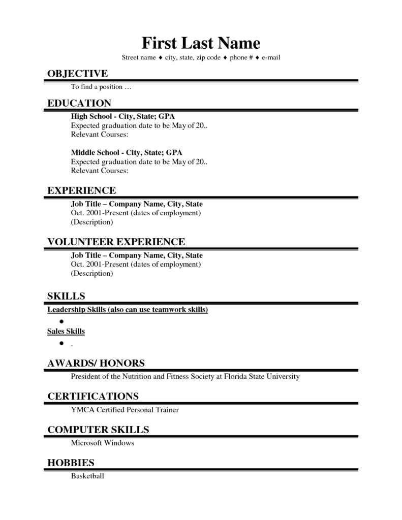 Resume Templates First Job (1) - PROFESSIONAL TEMPLATES | PROFESSIONAL ...