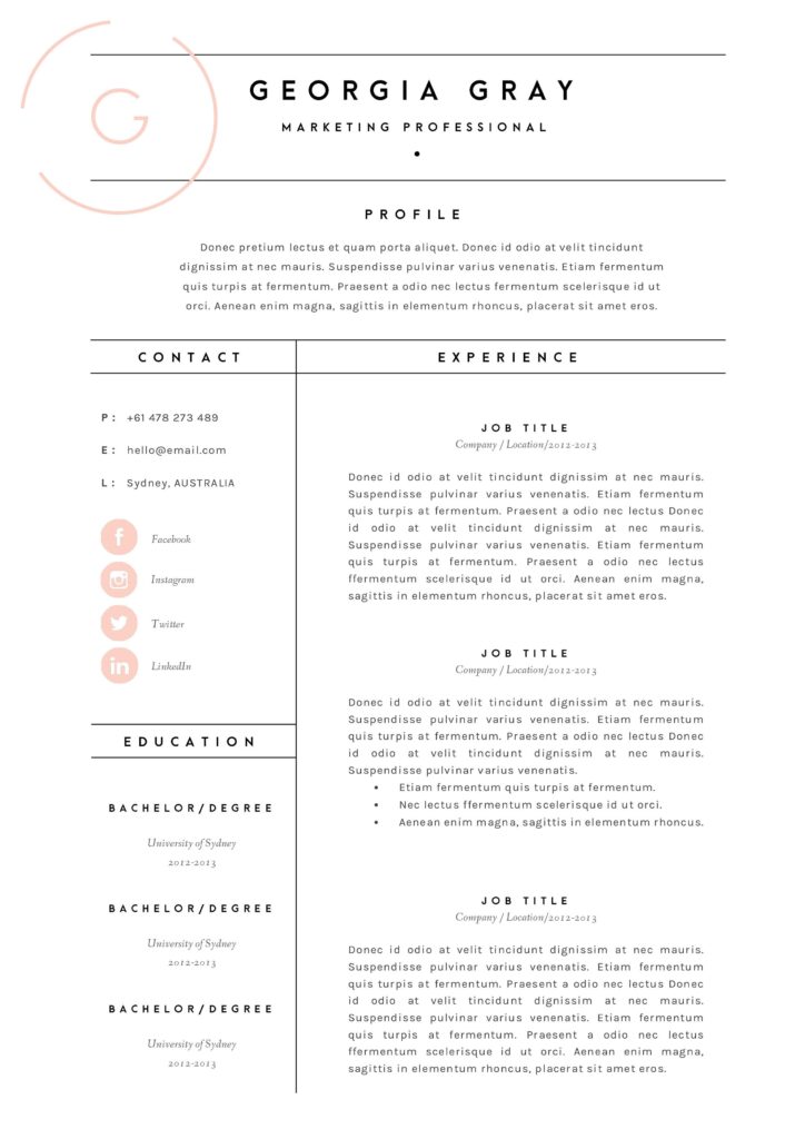 Resume Templates Ideas (2) - PROFESSIONAL TEMPLATES | PROFESSIONAL ...
