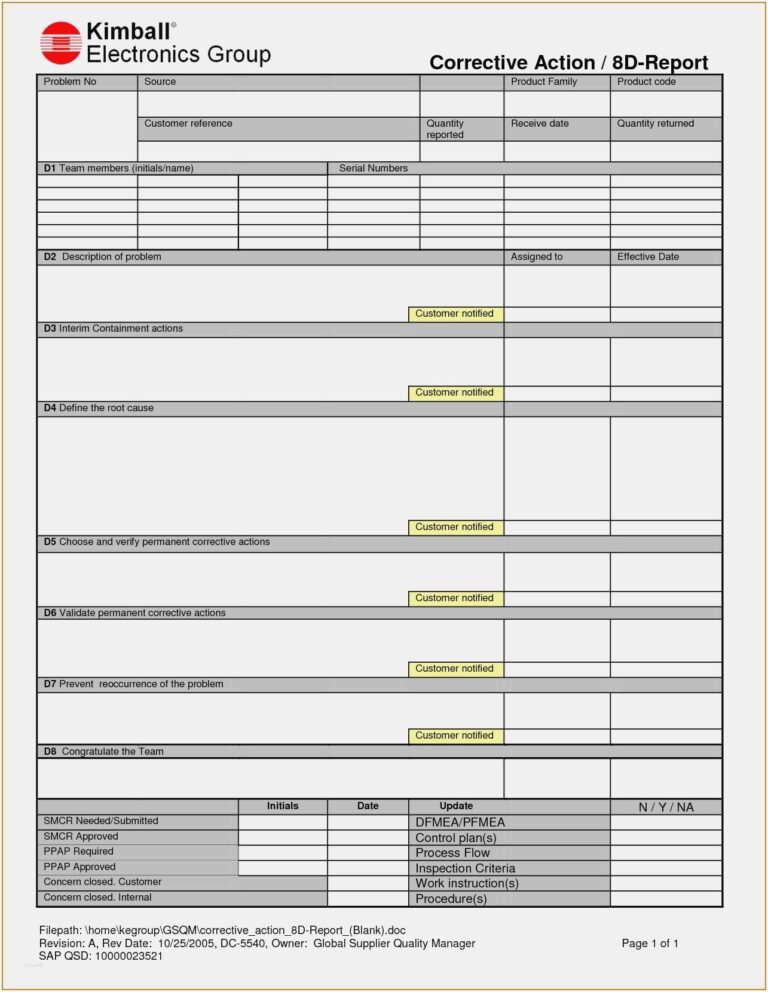 8d Report Template Excel Download - PROFESSIONAL TEMPLATES ...