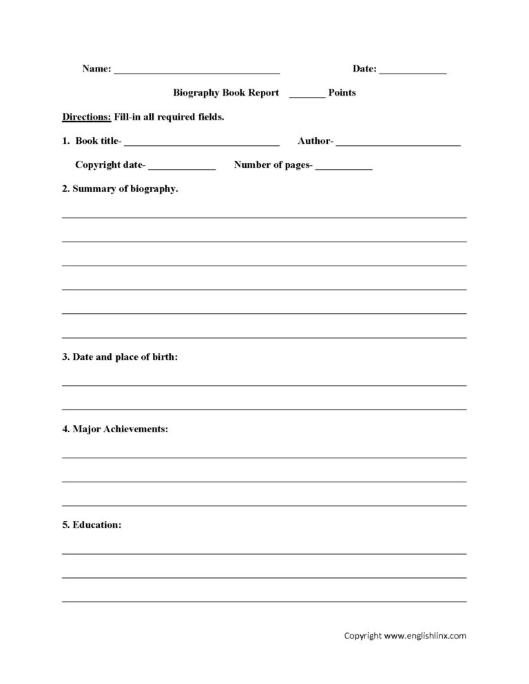 Biography Book Report Template 6th Grade PROFESSIONAL TEMPLATES Biography Book Report Template 6th Grade PROFESSIONAL TEMPLATES