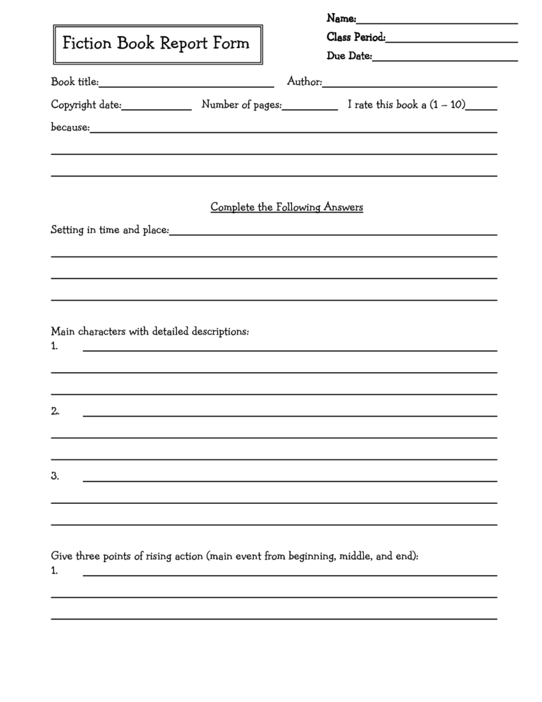 Book Report Template 6th Grade Printable | PROFESSIONAL TEMPLATES
