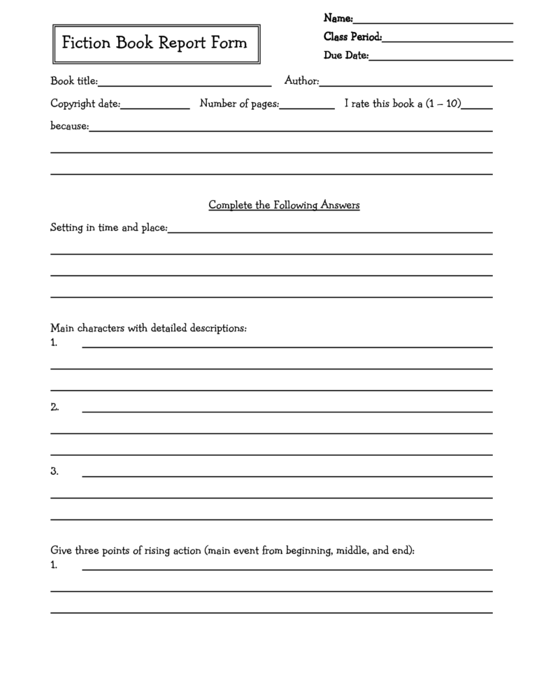 Book Report Template For 9th Graders (4) - PROFESSIONAL TEMPLATES ...