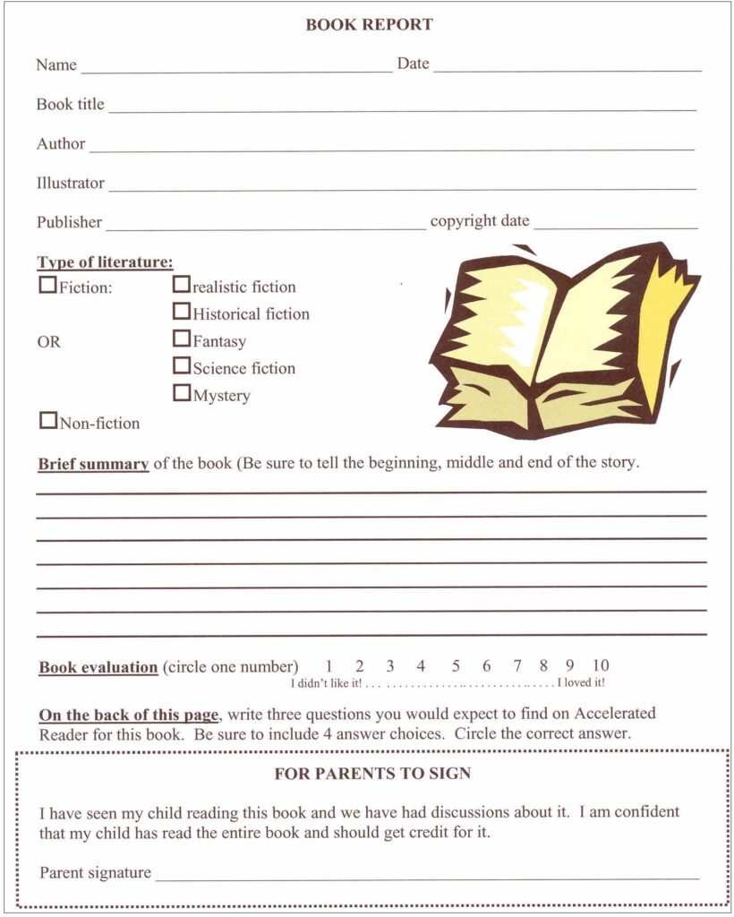 Book Report Template Grade 7 (4) - PROFESSIONAL TEMPLATES ...