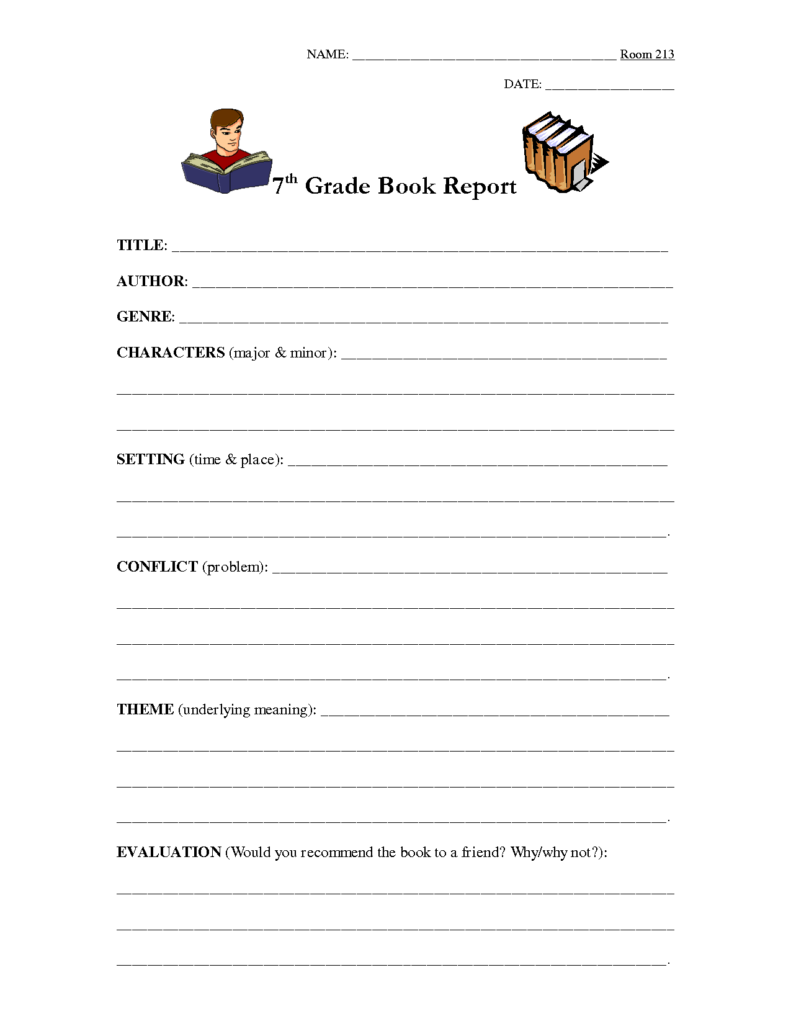 Book Report Template for 7th Graders - PROFESSIONAL TEMPLATES ...