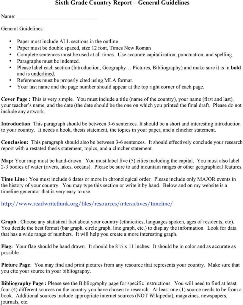 Country Report Template 6th Grade (4) - PROFESSIONAL TEMPLATES ...
