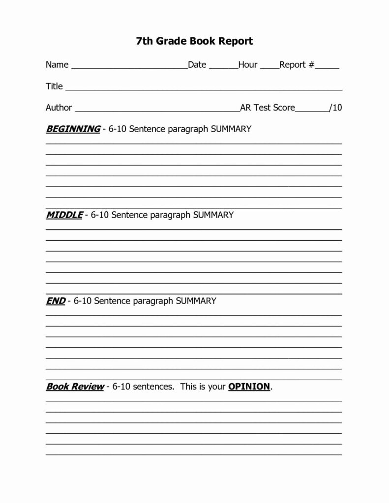 Free Book Report Template 6th Grade - PROFESSIONAL TEMPLATES ...