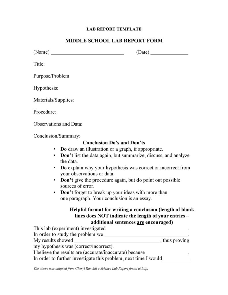 Grade 6 Lab Report Template (1) - PROFESSIONAL TEMPLATES | PROFESSIONAL ...