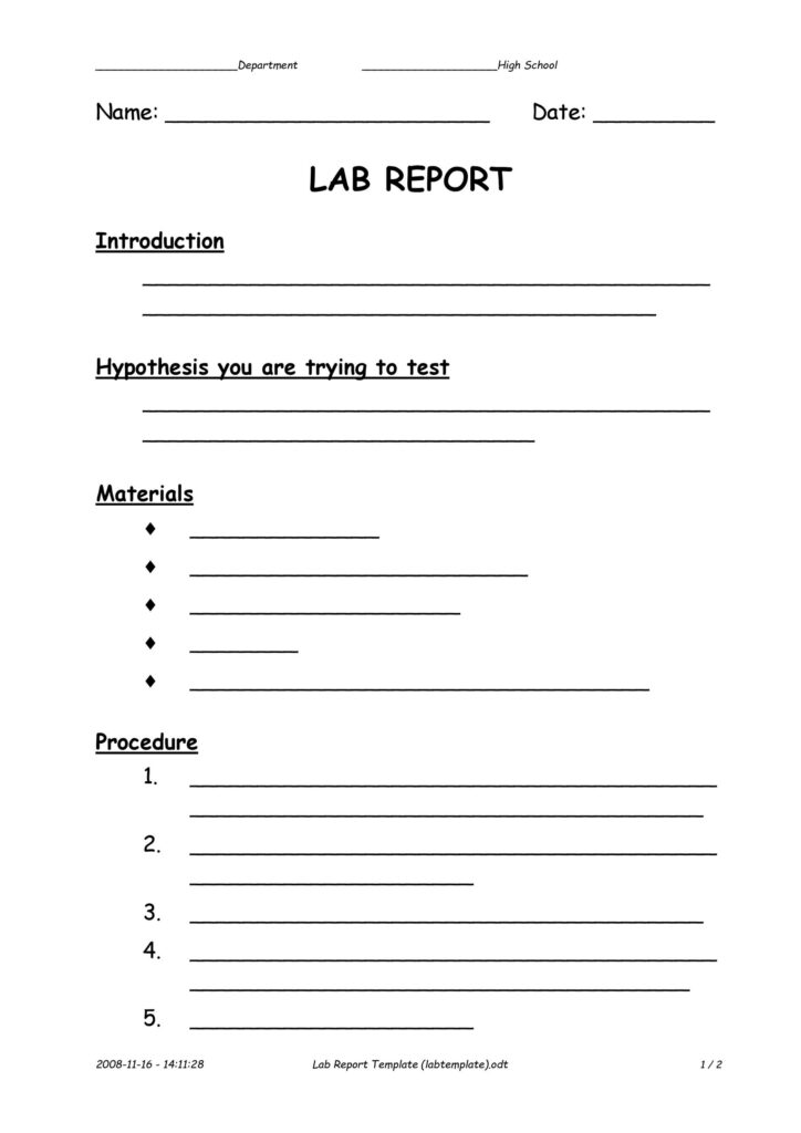 Grade 6 Lab Report Template - PROFESSIONAL TEMPLATES | PROFESSIONAL ...