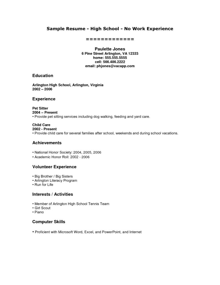 Resume Templates No Experience (11) - Professional Templates 