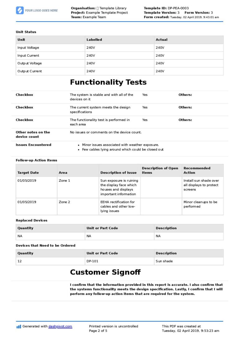 Service Report Template Xls - PROFESSIONAL TEMPLATES | PROFESSIONAL ...