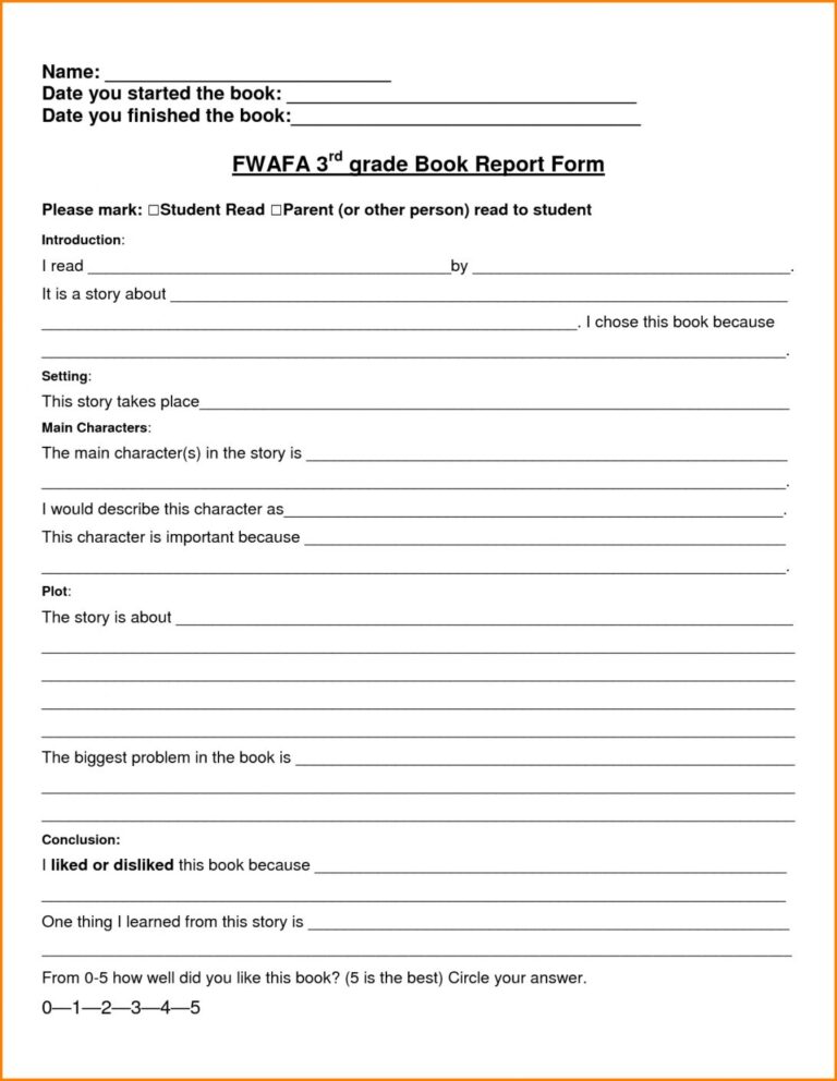 Book Report Template 4th Grade Pdf (5) - PROFESSIONAL TEMPLATES ...