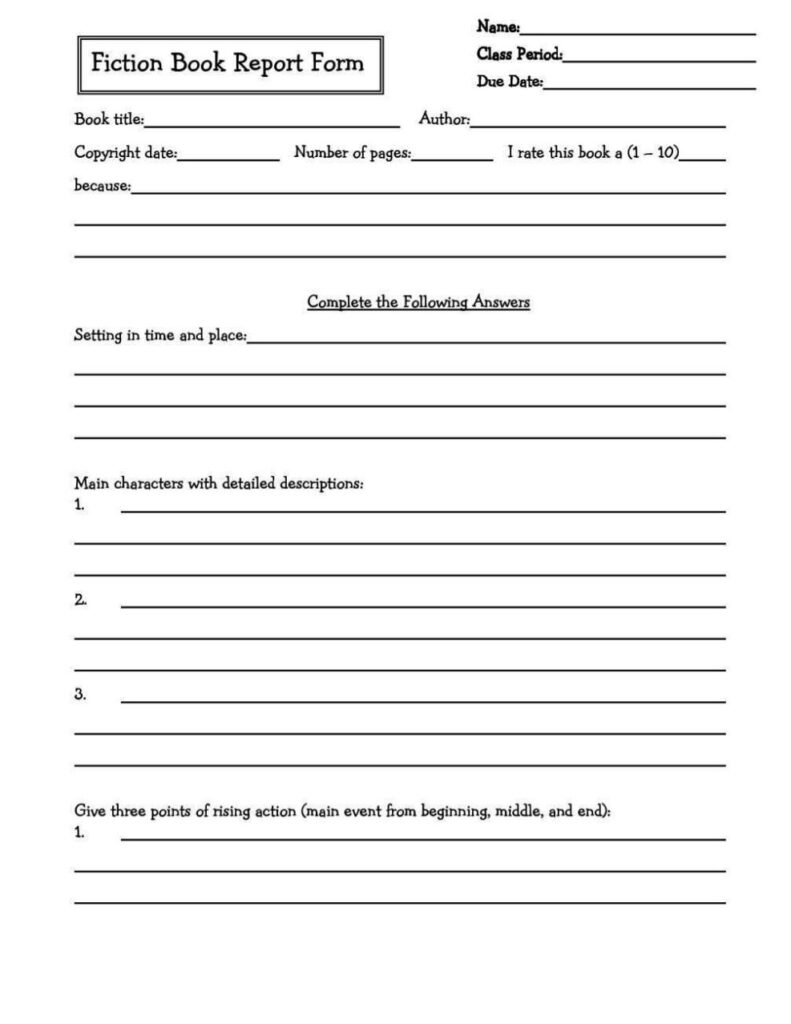 4Th Grade Book Report Templates - PROFESSIONAL TEMPLATES | PROFESSIONAL ...