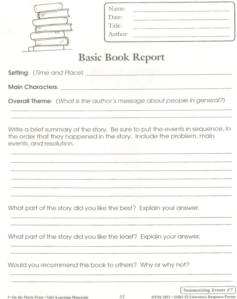 Book Report Template 5th Grade Pdf (4) - PROFESSIONAL TEMPLATES ...